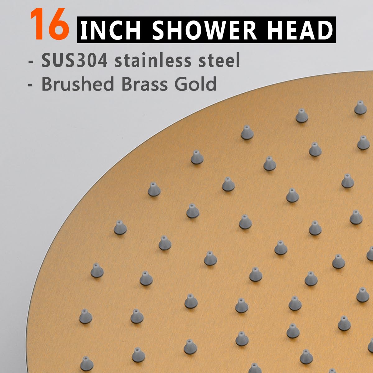 Snapklik.com : Gold Rain Shower Head, 16 Inch High Pressure Shower Head, 304 Stainless Steel ...
