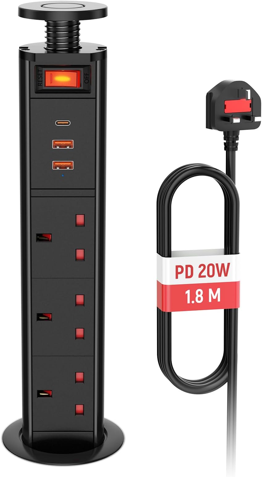 Pull Pop up Sockets for Kitchen Worktops Desktop, Pop up Plug Socket ...