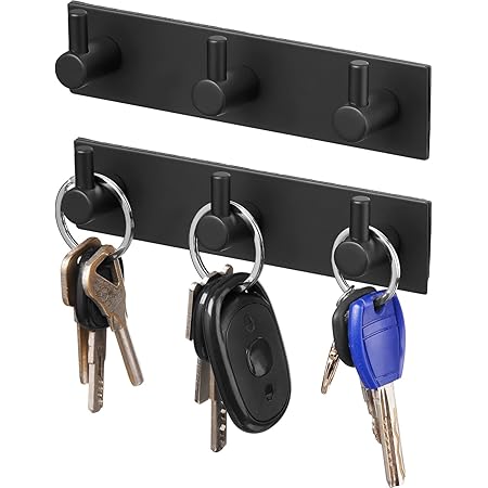 Amazon.com: mDesign Metal Peel and Stick Adhesive 4 Hook Storage Rack ...
