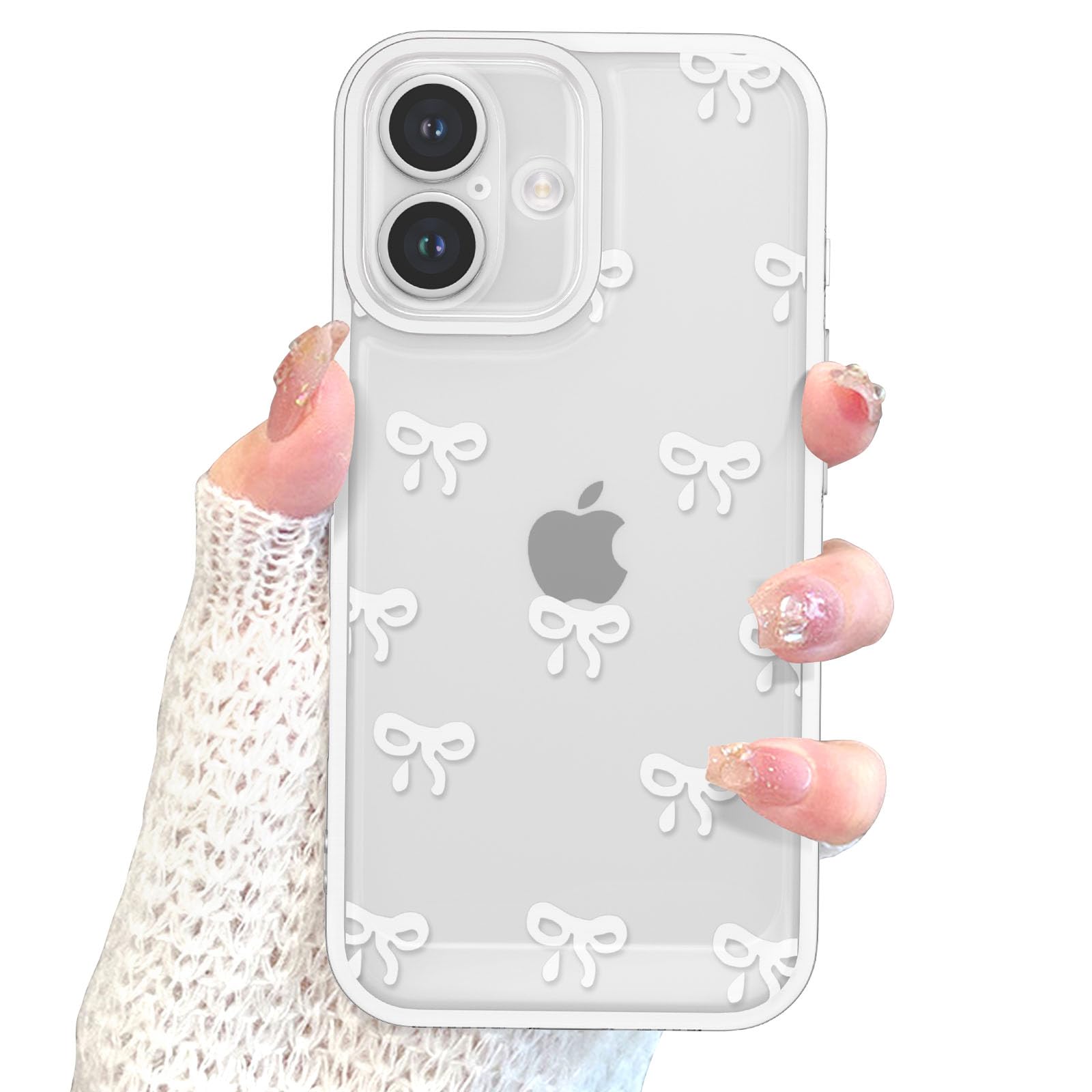 Amazon.com: EYZUTAK Case for iPhone 16, Clear Cute Ribbon Bowknot Pattern Aesthetic Transparent ...