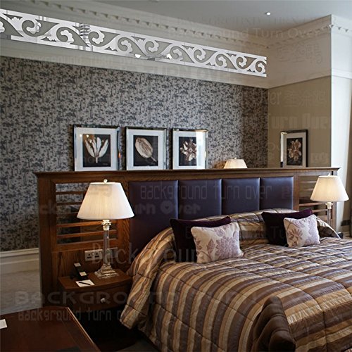 Buy Elegant Scroll Grass Pattern 3d Acrylic Mirror Wall Border Sticker ...