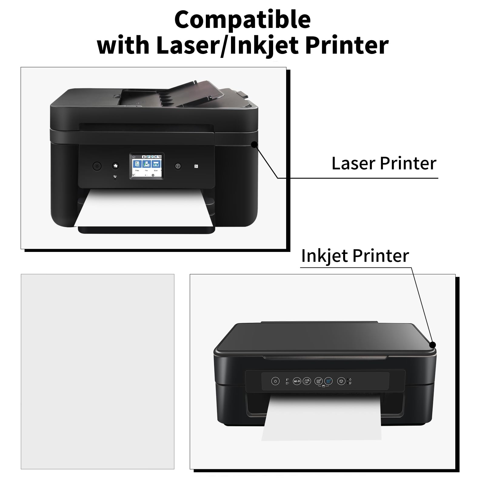 Snapklik.com : 8.5" X 11" Full Sheet Label Sticker Paper For Laser ...