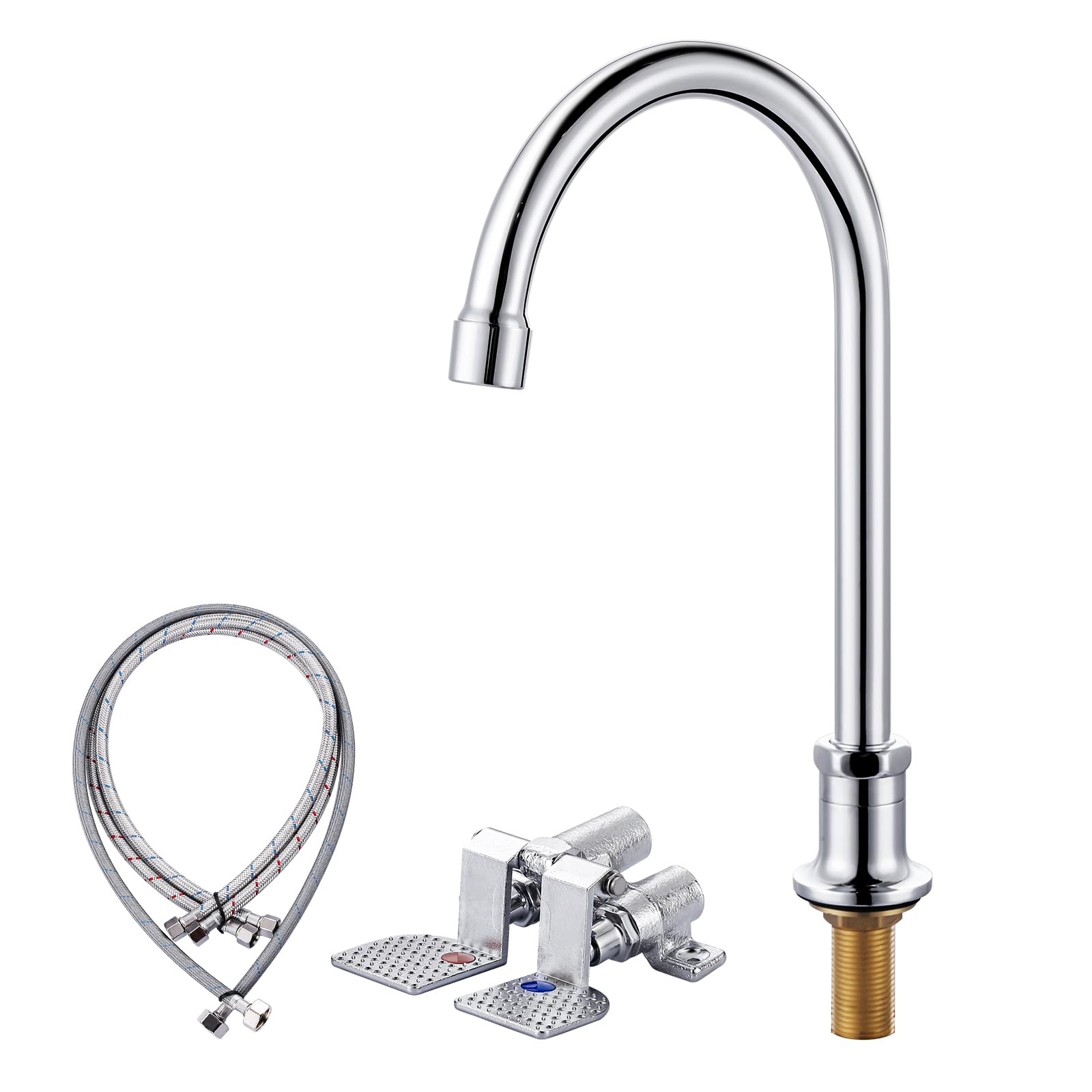 Dual Foot Pedal Valve Control Sink Faucet [Hands-Free], Copper Foot ...