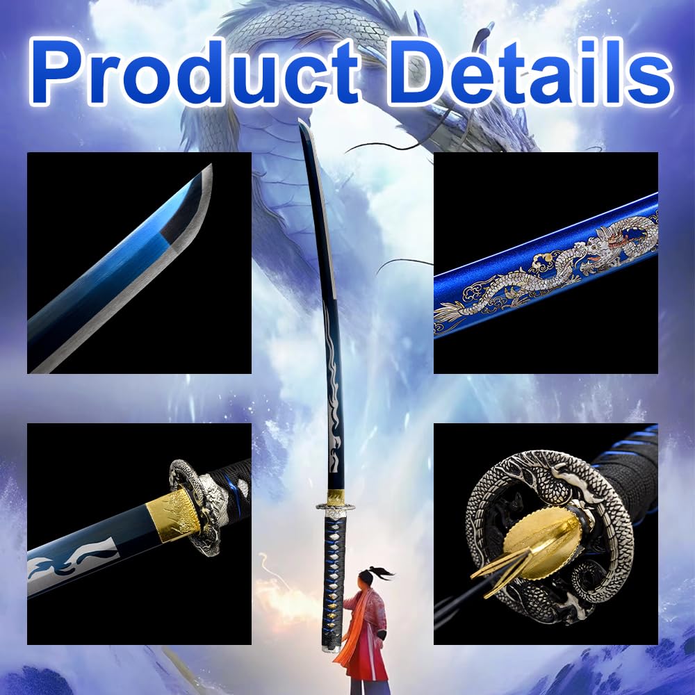 Practical Katana Sword Real Sharp Full Tang Samurai Sword Real Carbon ...