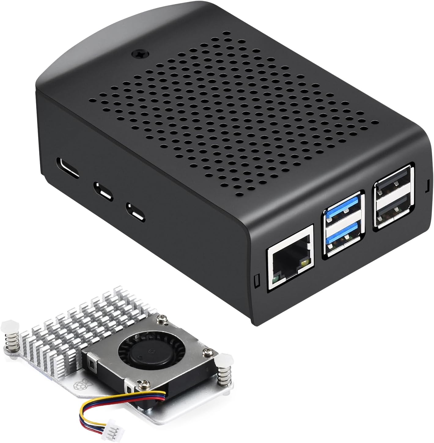 Geekworm Raspberry Pi 5 Boîtier Case (P579) | Support PCIe M.2 NVMe SSD Shield Top X1001 / X1004 ...