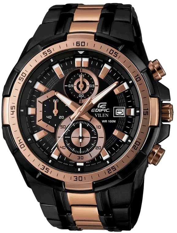Buy VILEN Vilen Edific Black Rose Gold Premium Luxury Chronograph Watch ...