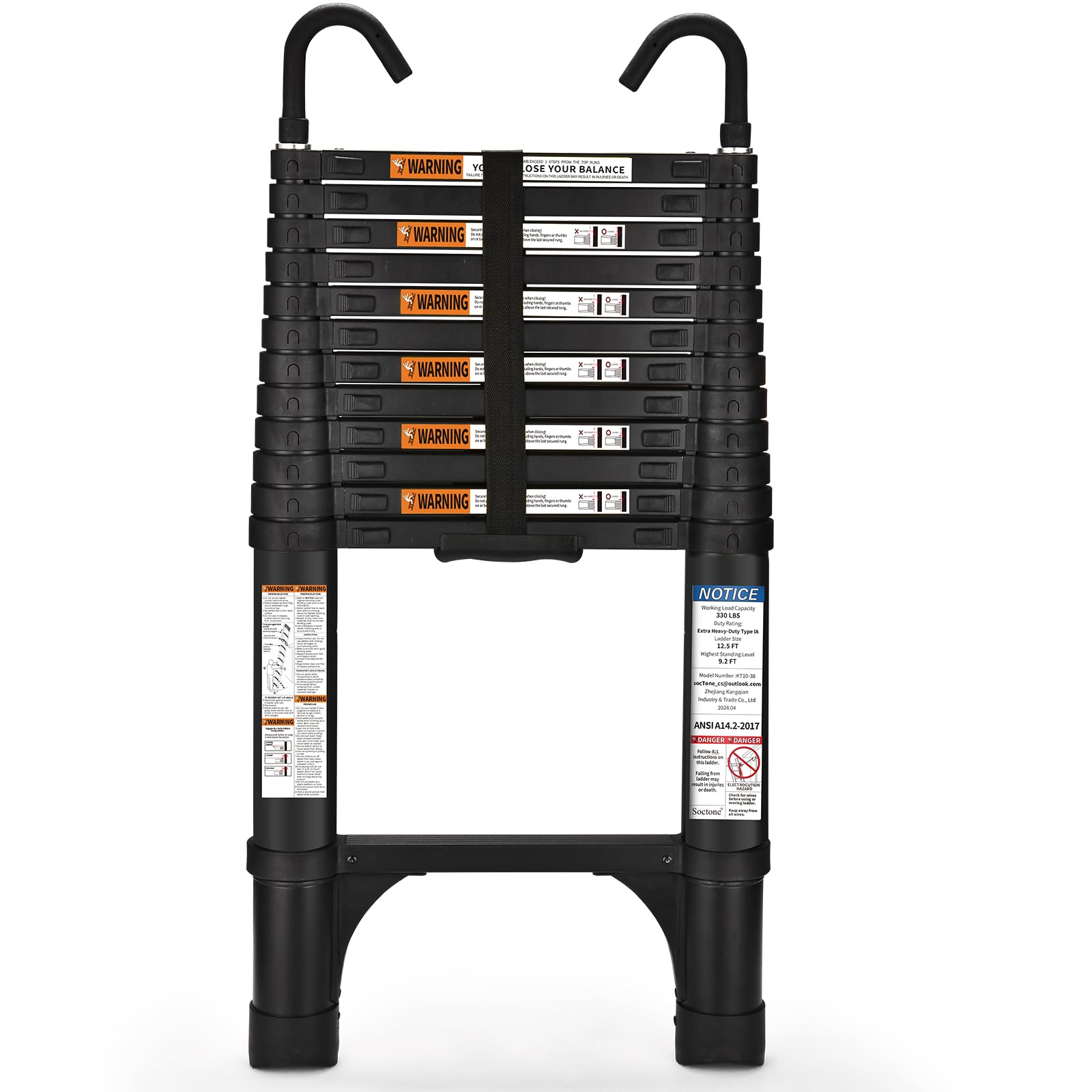 Telescoping Ladder, SocTone 12.5 FT Aluminum Lightweight Extension ...