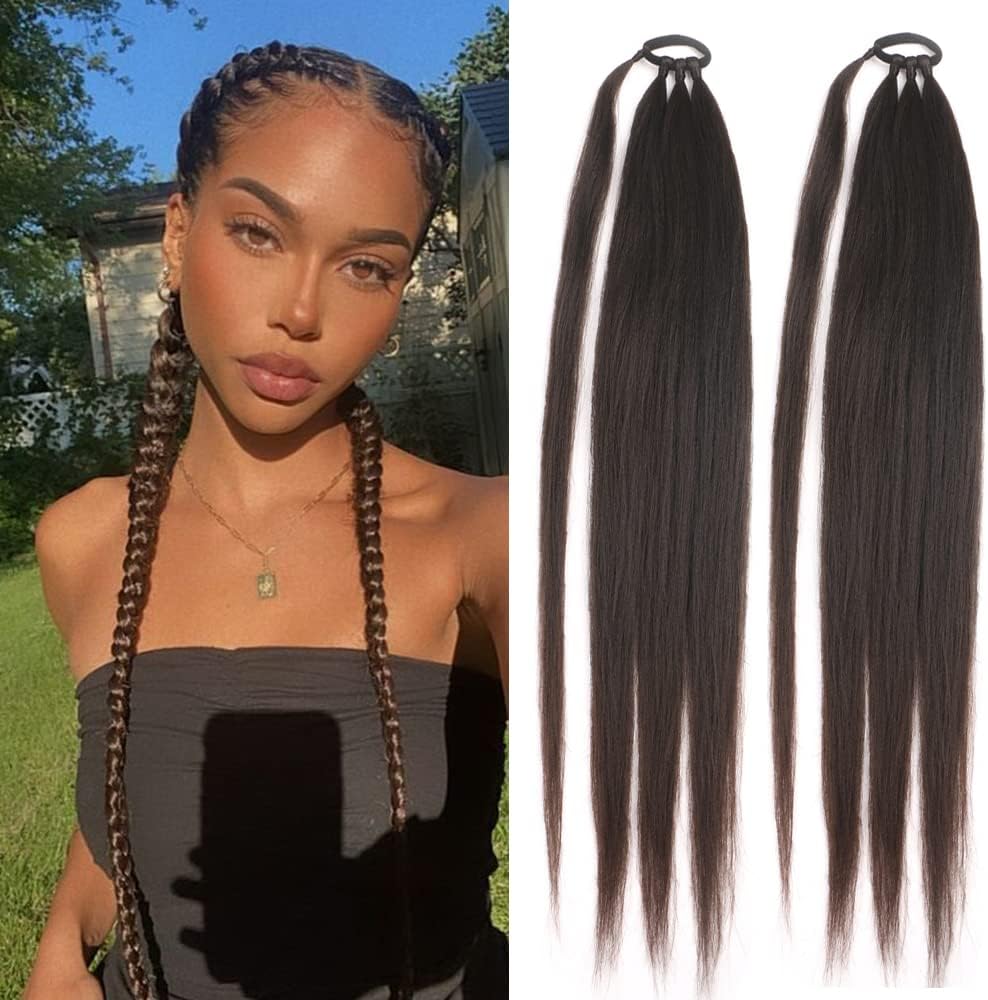Amazon.com : Ponytail Extensions 2 PCS Synthetic With Hair Tie Wrap ...