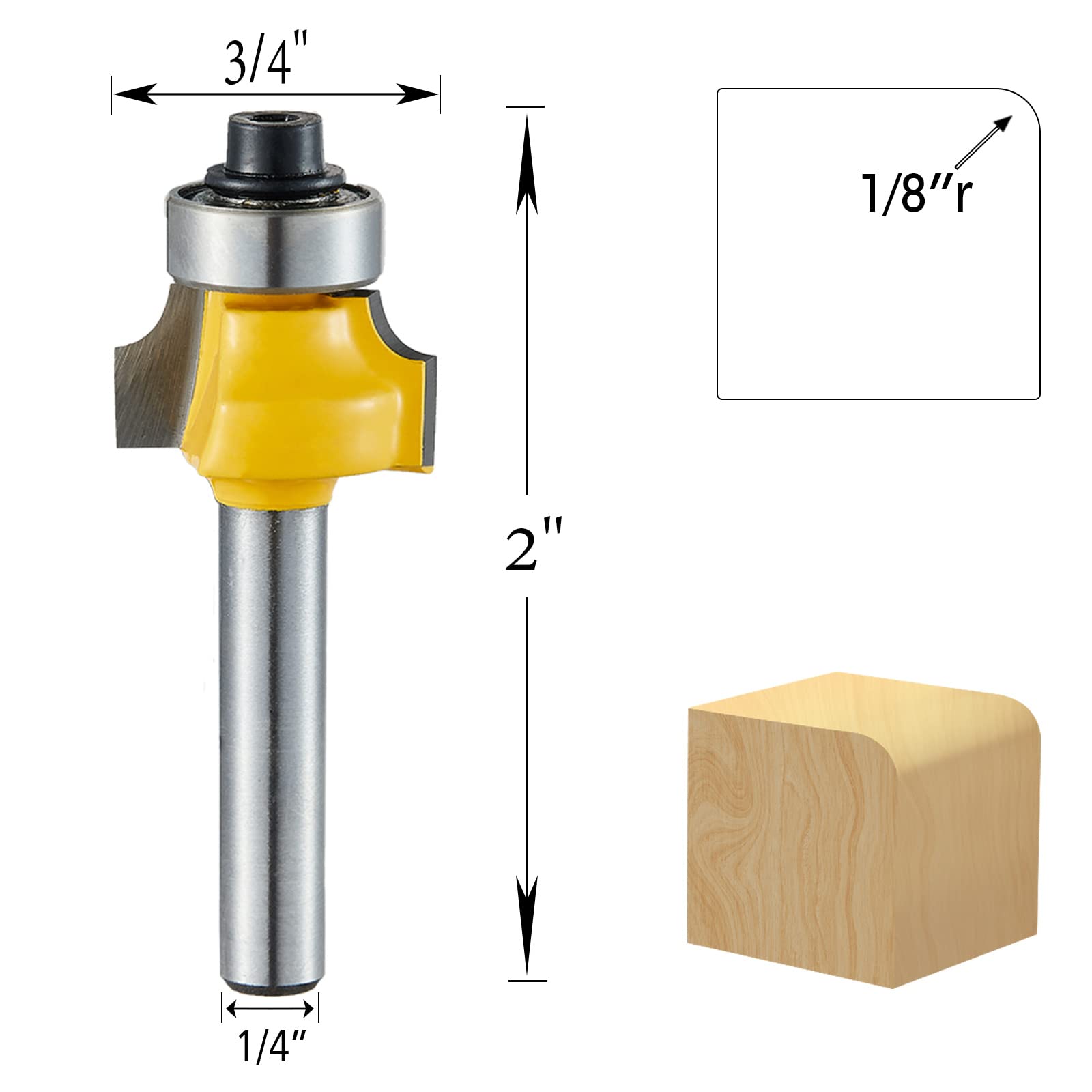 Snapklik.com : Yueqing Zhongji Roundover Router Bit 1/4 Shank Router ...