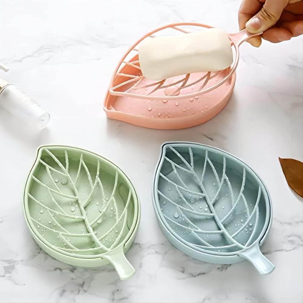 Amazon.com: Aeggplant 3 Color Soap Dish,Leaf-Shaped Shower Soap Holder ...
