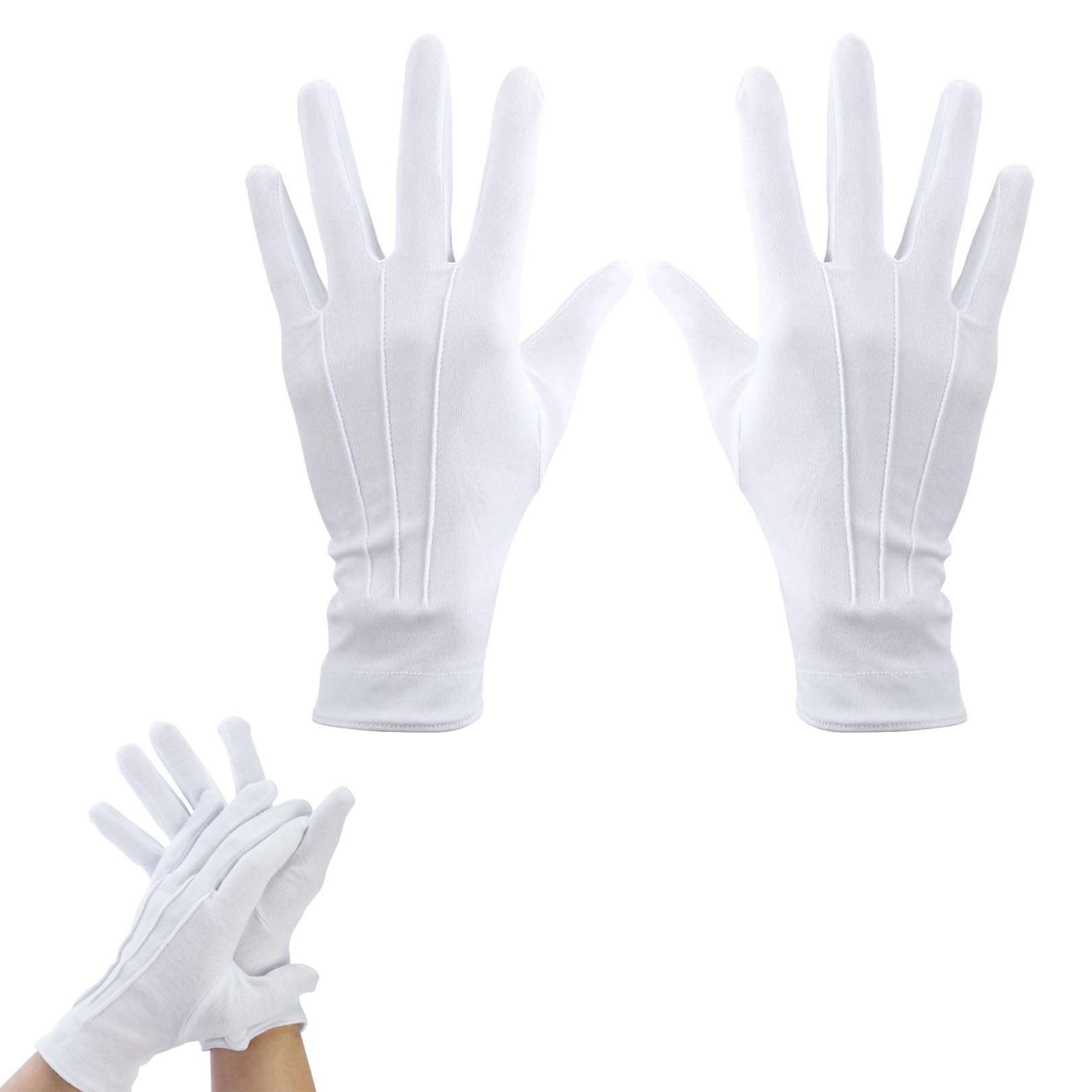 1 Pair Men Nylon Uniform Glove Costume Gloves,White Stitched Cotton ...