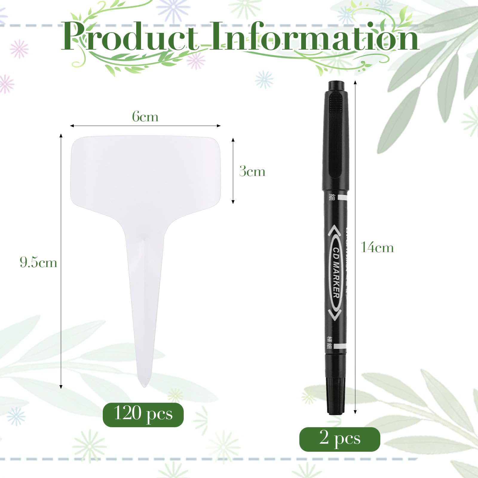 ZYKORT Plastic Plant Labels, 120pcs Outdoor Plant Labels, 6x10cm T-Type ...