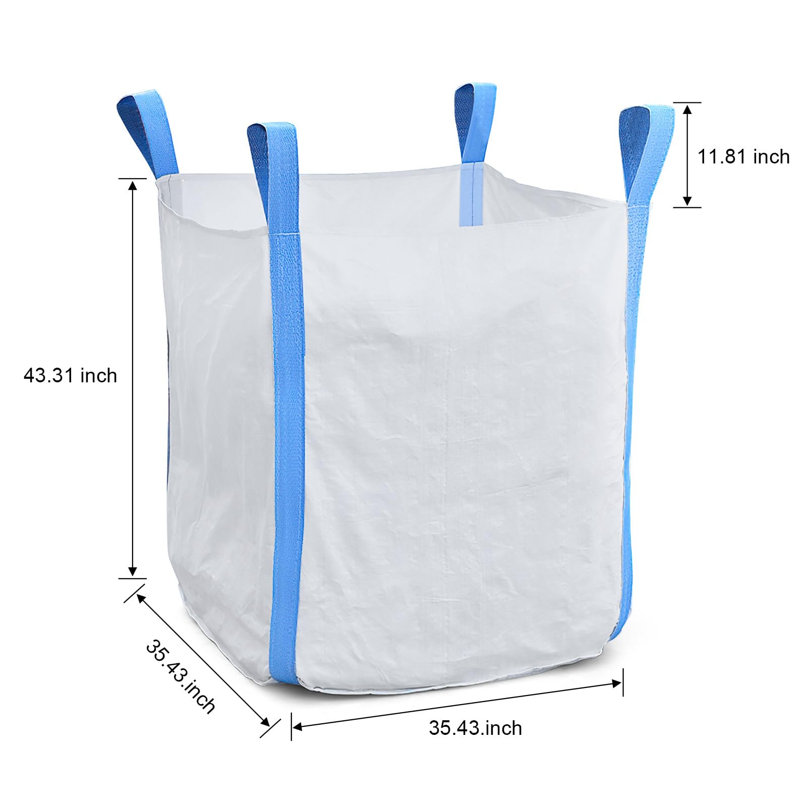 10 Pack FIBC Bulk Bag, 1.5 Ton Bag, 35"L x 35"W x 43"H, 3300lbs SWL ...