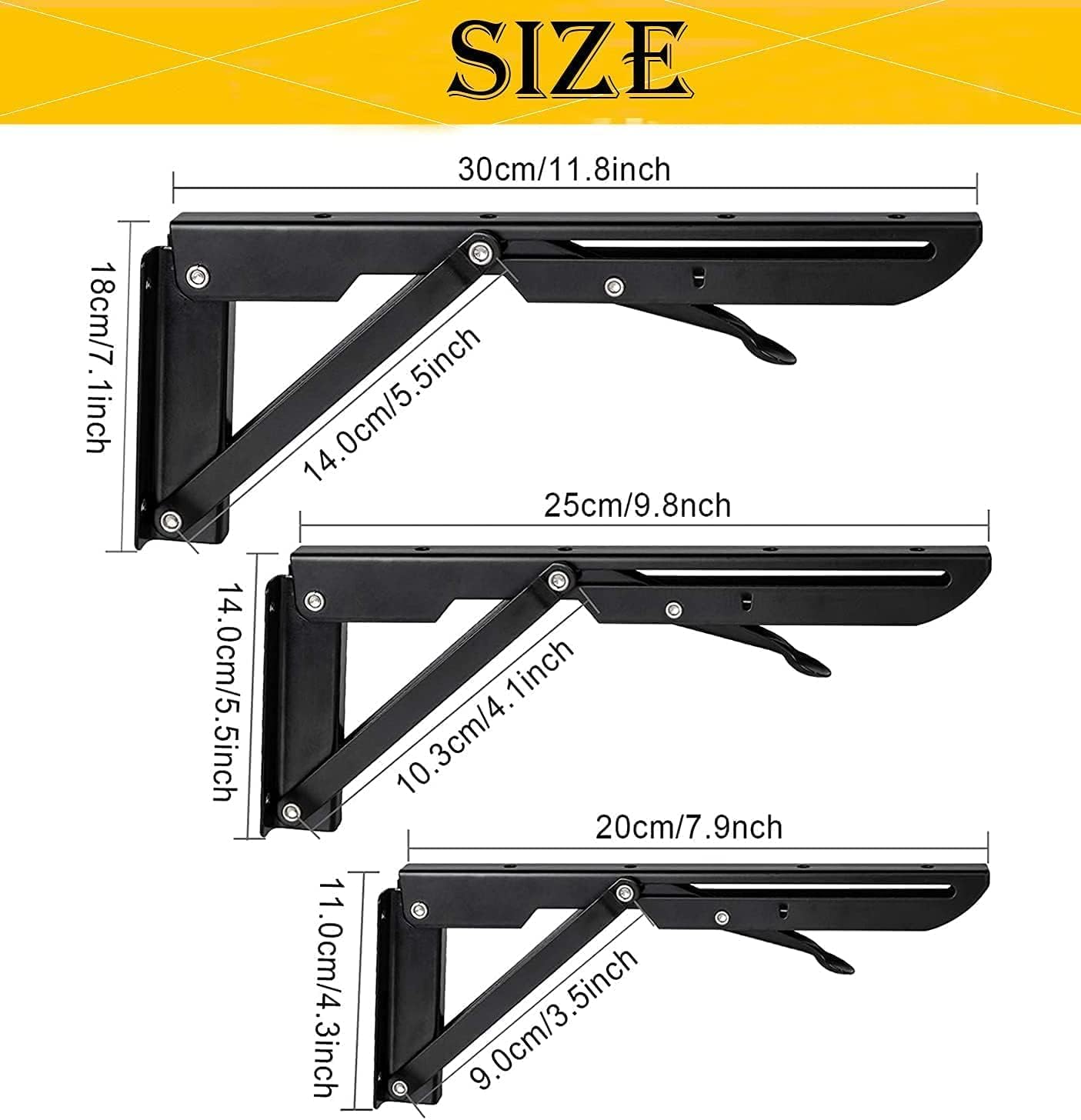 Win-Win Folding Shelf Brackets,2Pcs Heavy Duty Stainless Steel Shelf ...