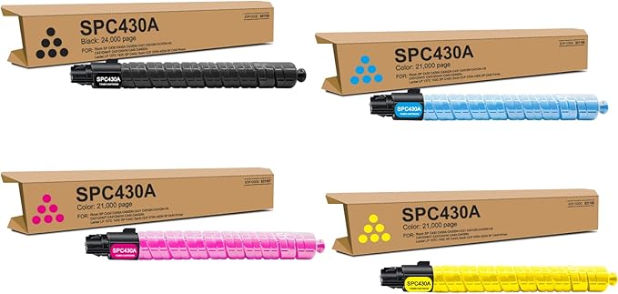 Amazon.com: VOOHOOD SP C430A High Yield Toner Cartridge Black Cyan Magenta Yellow 4 Pack, 821105 ...