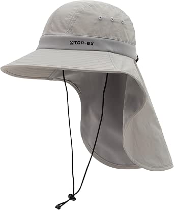 TOP-EX Cooling Sun Hat with Neck Flap – UPF 50+ Wide Brim Breathable ...