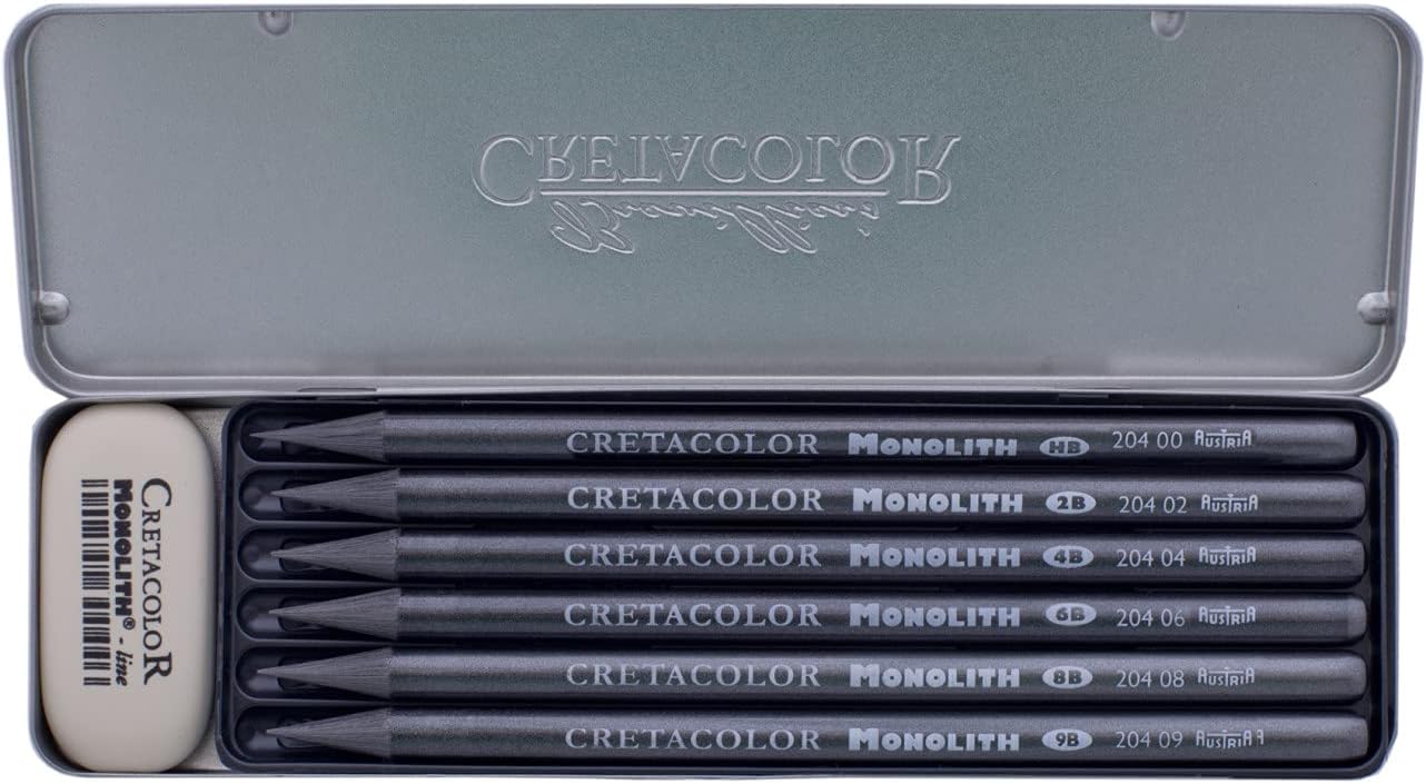Amazon.com: CRETACOLOR Monolith Graphite 6-Piece Set & Eraser, 6 Pc/Set ...