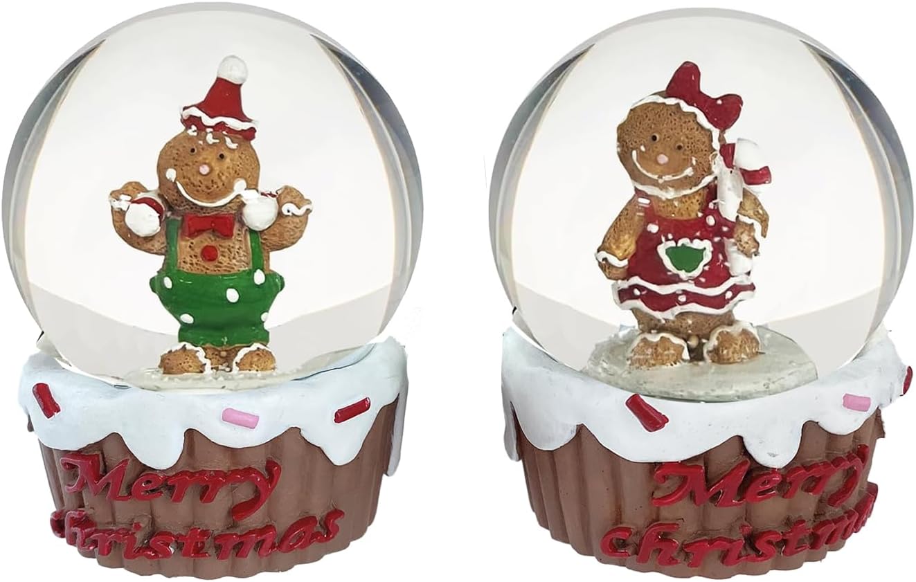 Amazon.com: Koncenttop S/2 Christmas Snow Globe, Gingerbread Man Snow ...