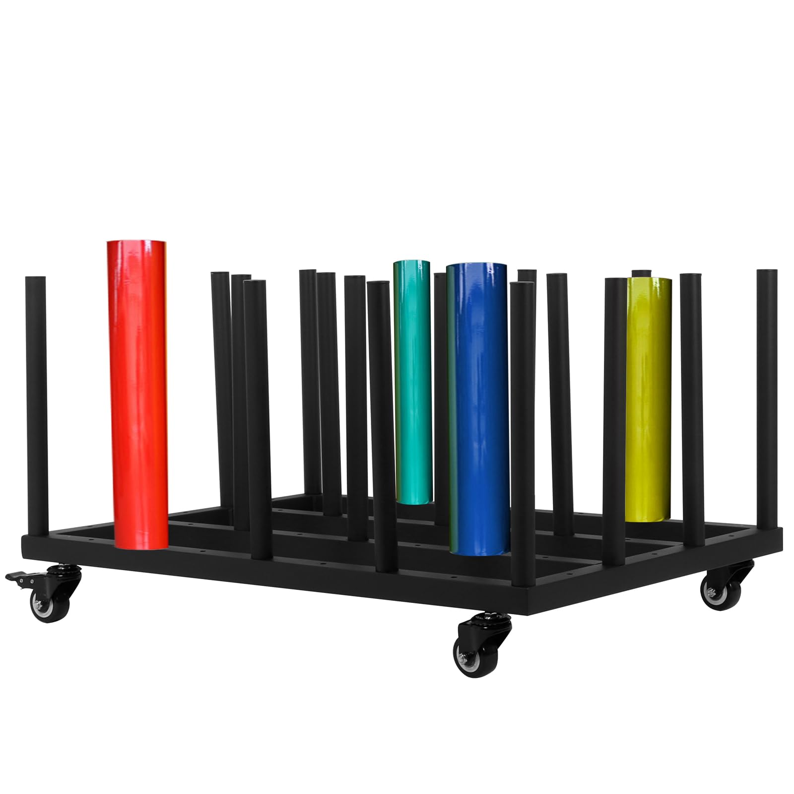 Heavy Duty Vinyl Cart Mobile Rack 20 Roll Vinyl Rolling Floor Rack 2 ...