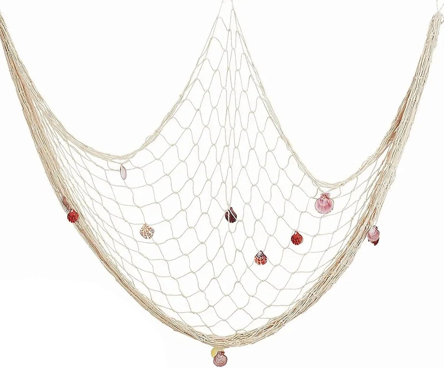 Decorative Fishing Net with Sea Shells, 3.3x6.6ft Nautical Fish Net ...