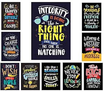 Amazon.com: Bright Colors Style Motivational Classroom Posters (13" x ...