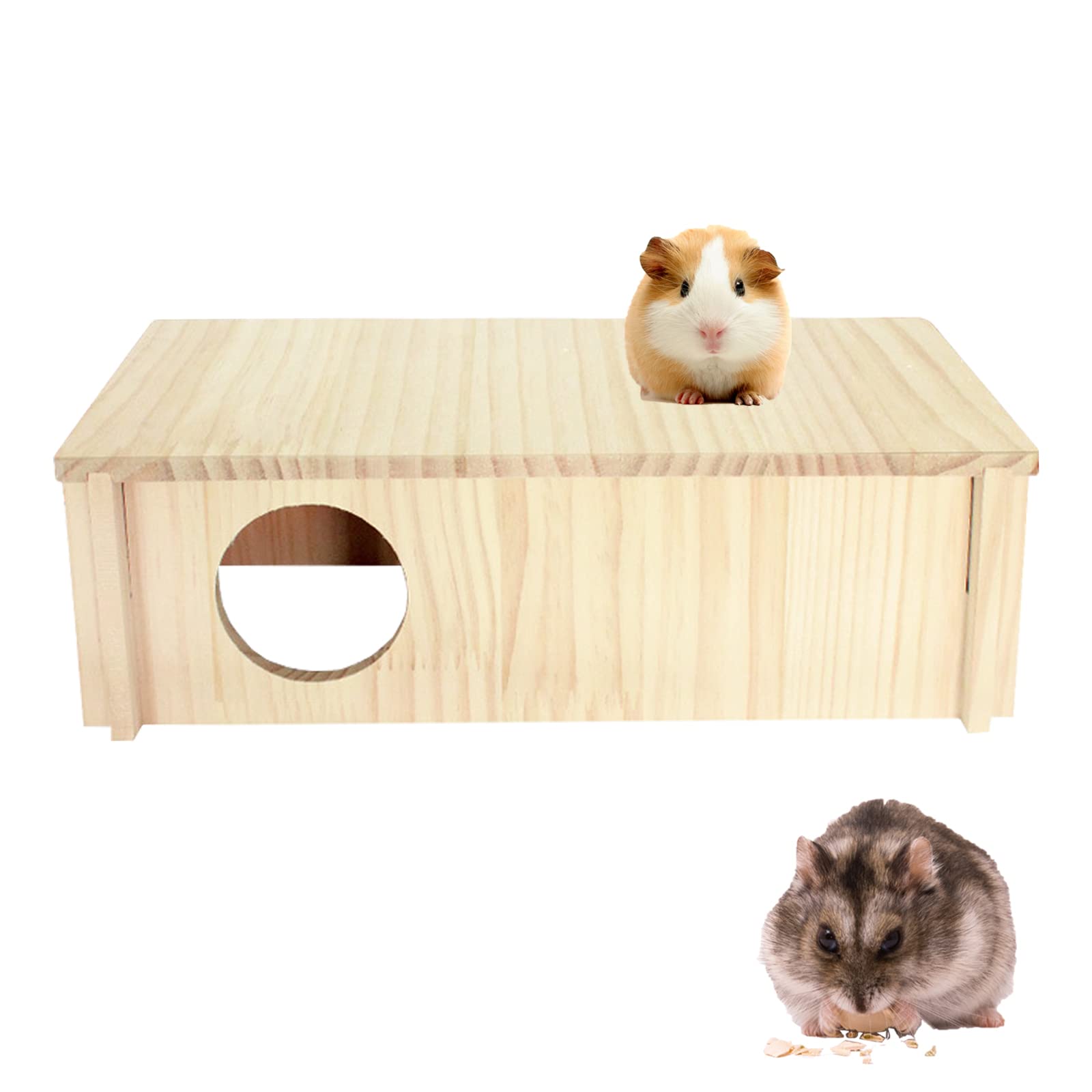Amazon.com : WEWAYKGJ Hamster Wood House Hideout 2-Chamber Hamster ...