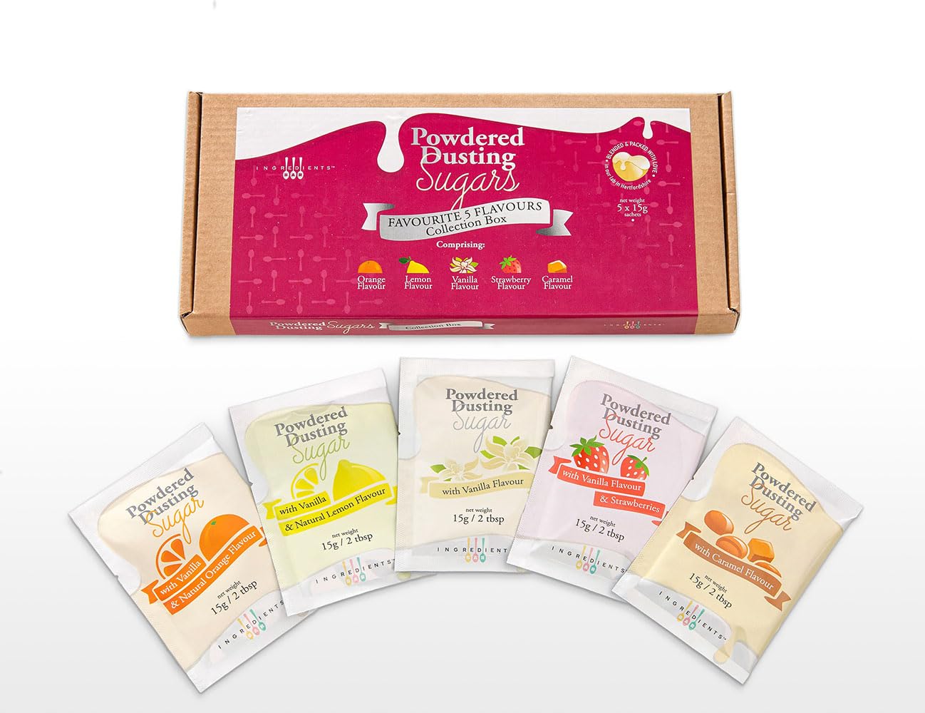 Collection of 5 Flavoured Sugars | Multipurpose for Mixing, Dusting or ...
