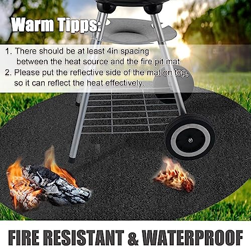 Fire Pit Mat, 39 in Under Grill Mat Fire Resistant Pad BBQ Protector ...
