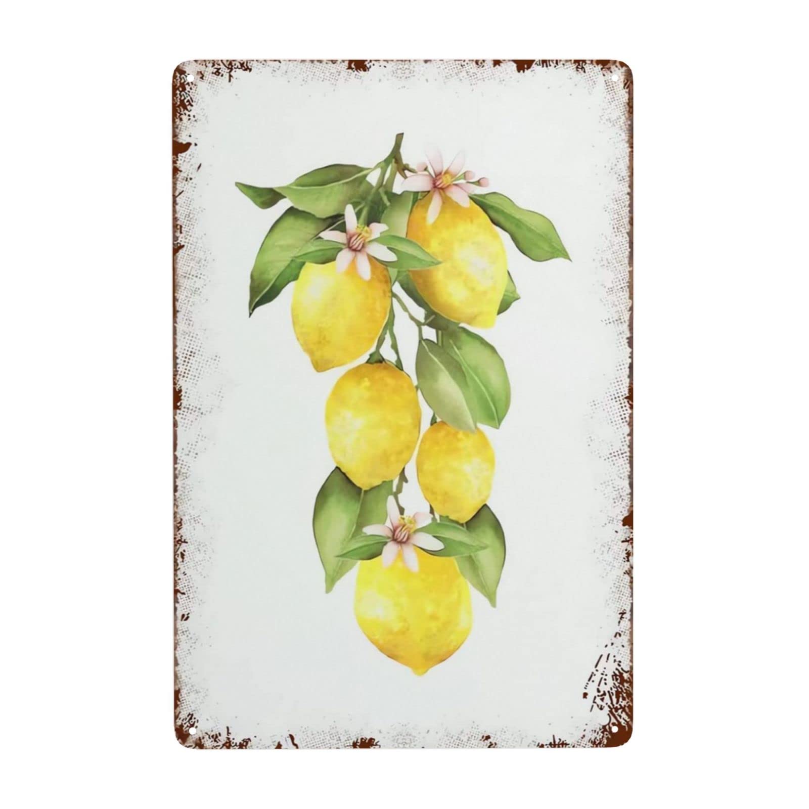 Amazon.com : Lemon Bunch Summer Fruit Sign Lemon Leaf Greenery Tin Sign ...