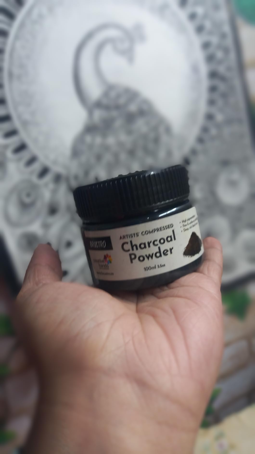 BRUSTRO Artists Compressed Charcoal Powder 100 ml : Amazon.in: Home ...