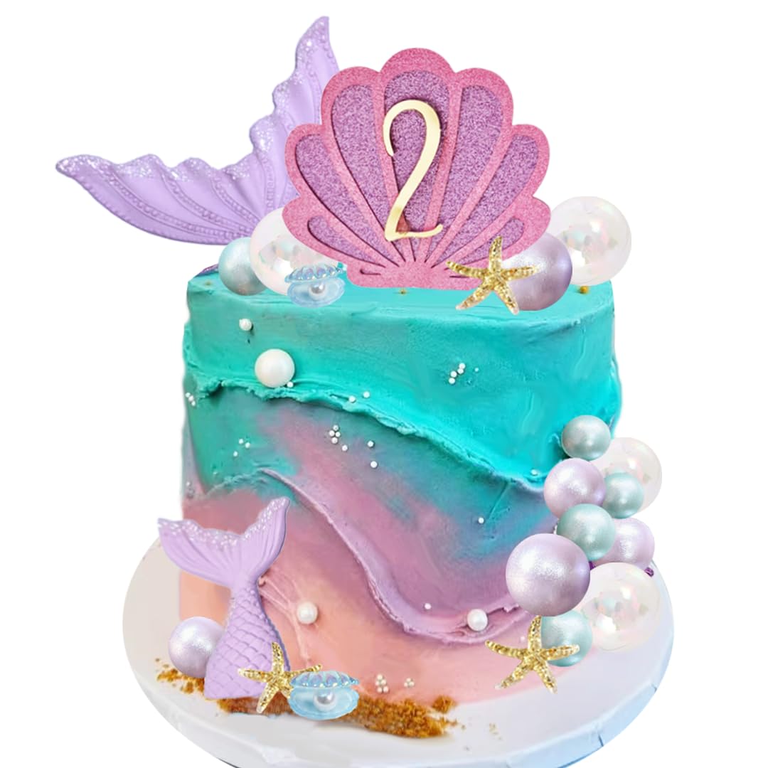 Snapklik.com : Mermaid Cake Topper Personalized Seashells Cake Topper