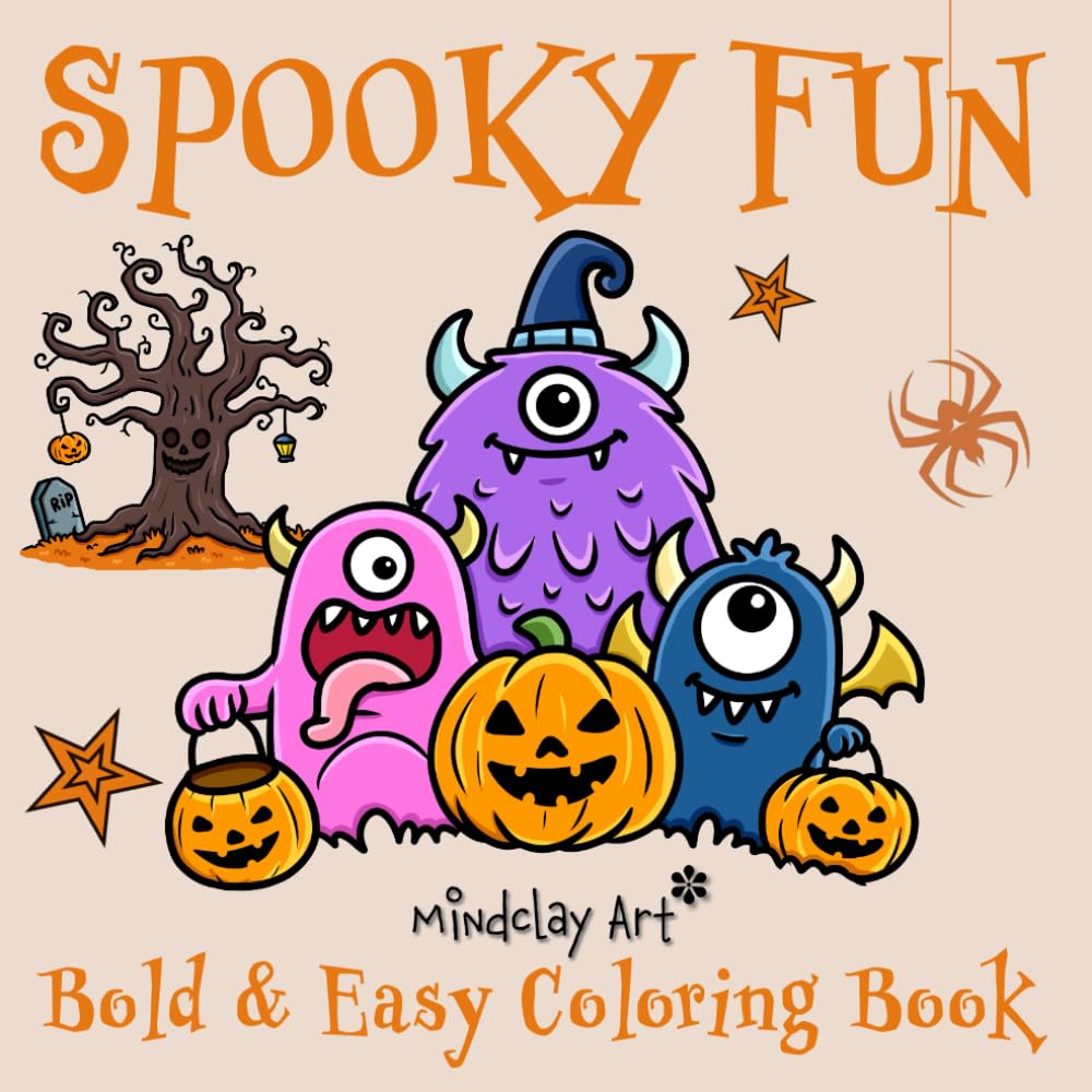 Amazon.com: Spooky Fun Coloring Book: For Adults and Kids, Simple and ...