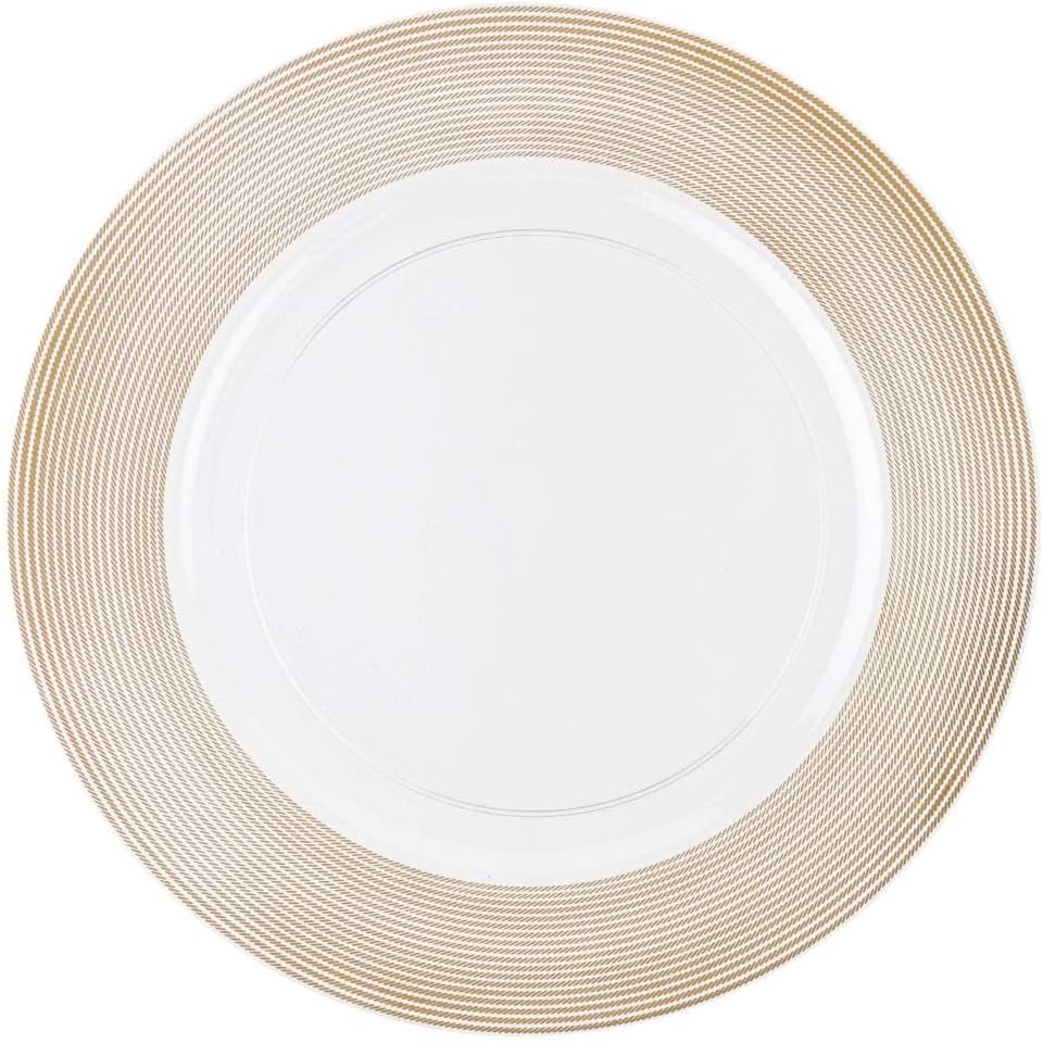 Amazon.com | Wedding Venue Shop Textured Gold Rope Rim Plastic Charger ...