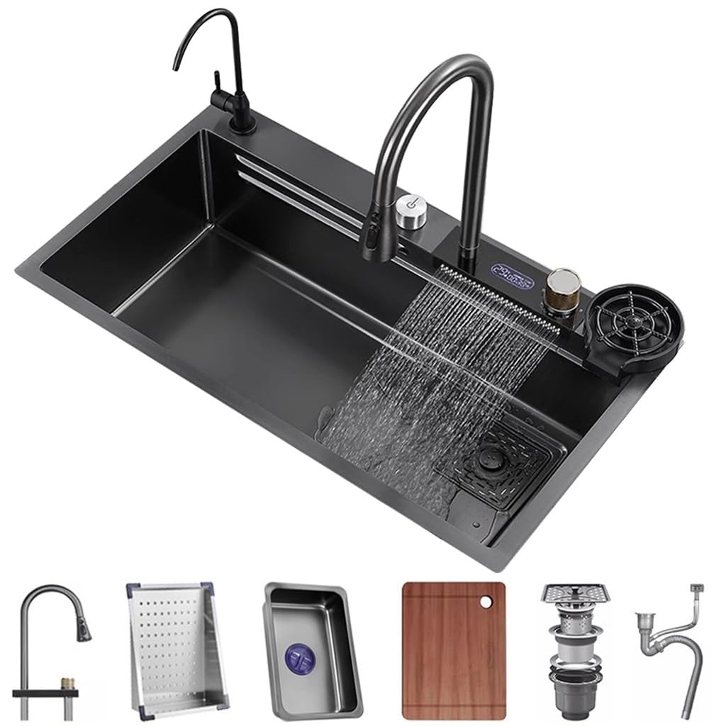 Amazon.com: GMTstore Kitchen Waterfall Sink Stainless Steel Single-Bowl ...
