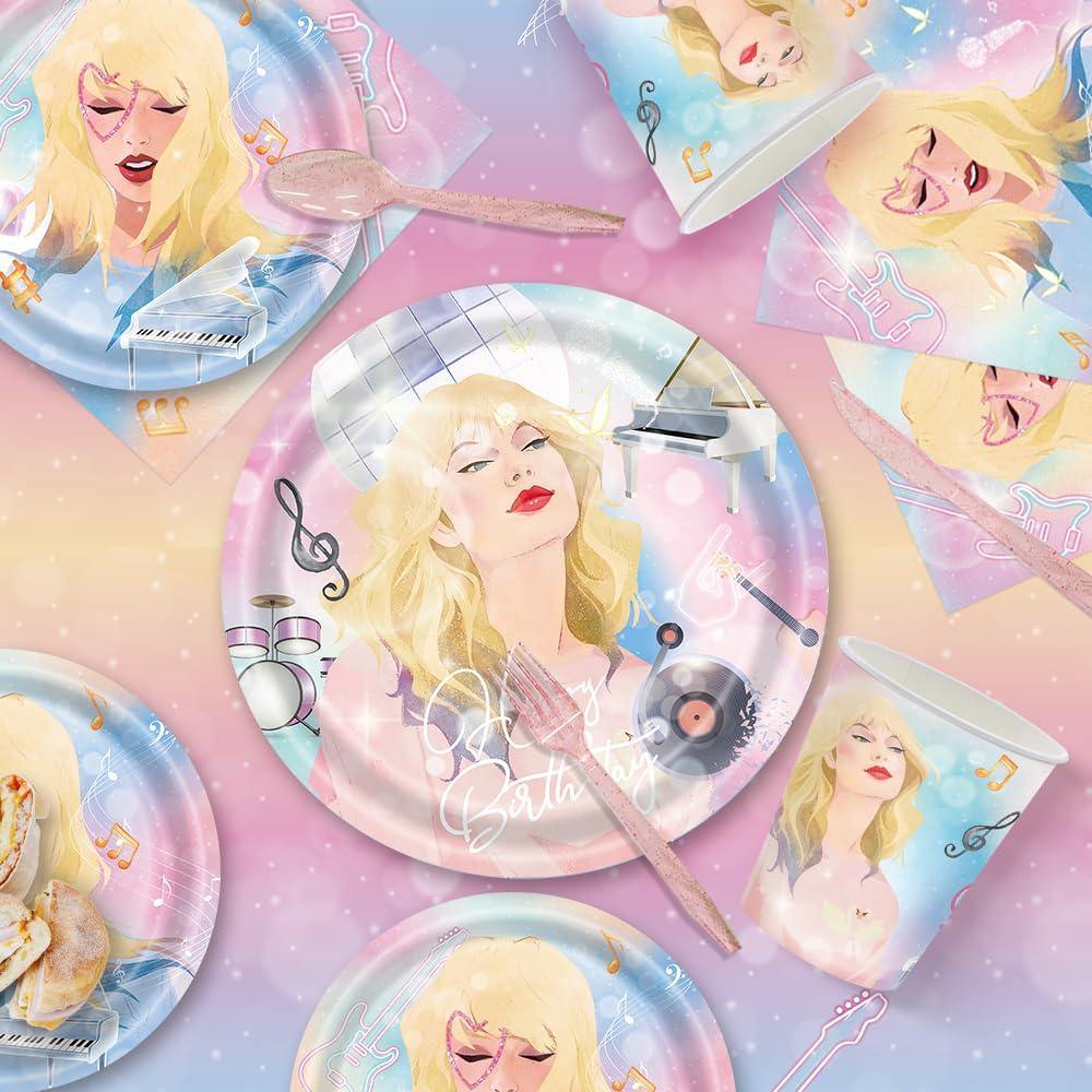 170pcs Birthday Party Supplies Singer Paper Plates Napkins Cups Plastic ...