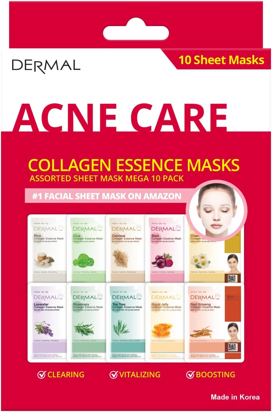 Amazon.com : DERMAL 24 Combo Pack A Collagen Essence Korean Face Mask ...