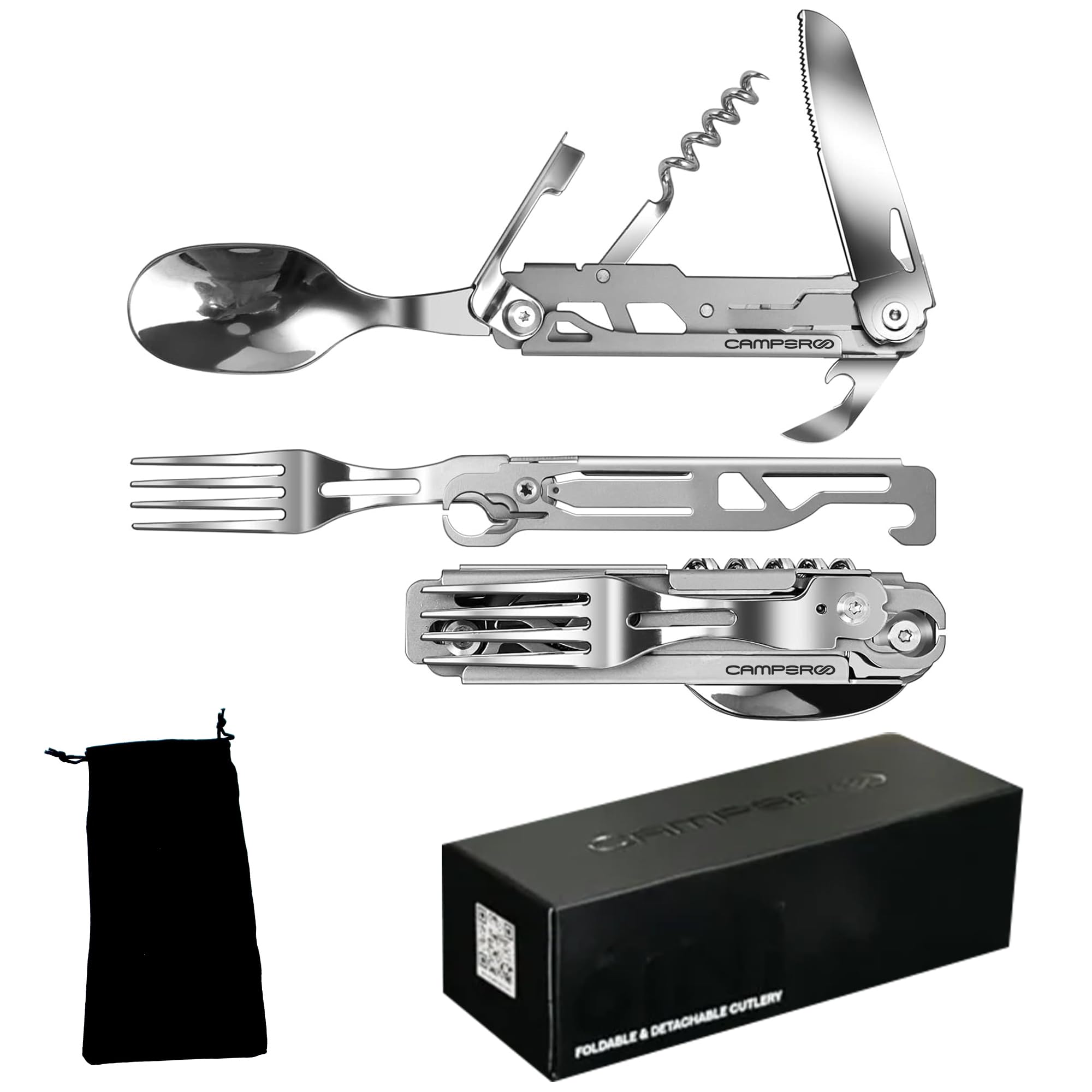Amazon.com: CAMPEROO® CAMPING UTENSILS SET - CAMPING CUTLERY - TRAVEL ...