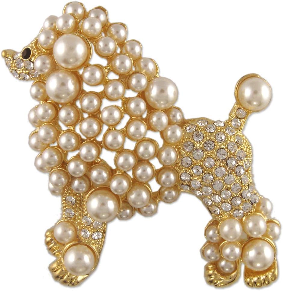 Amazon.com: CRYSTAL GOLD PLATED POODLE DOG PIN BROOCH: Clothing, Shoes ...