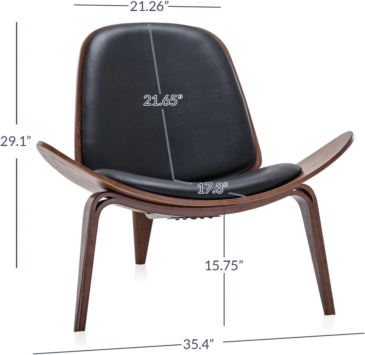 BELLEZE Shell Chairs Set of 2, Armless Mid Century Modern Accent Chairs ...