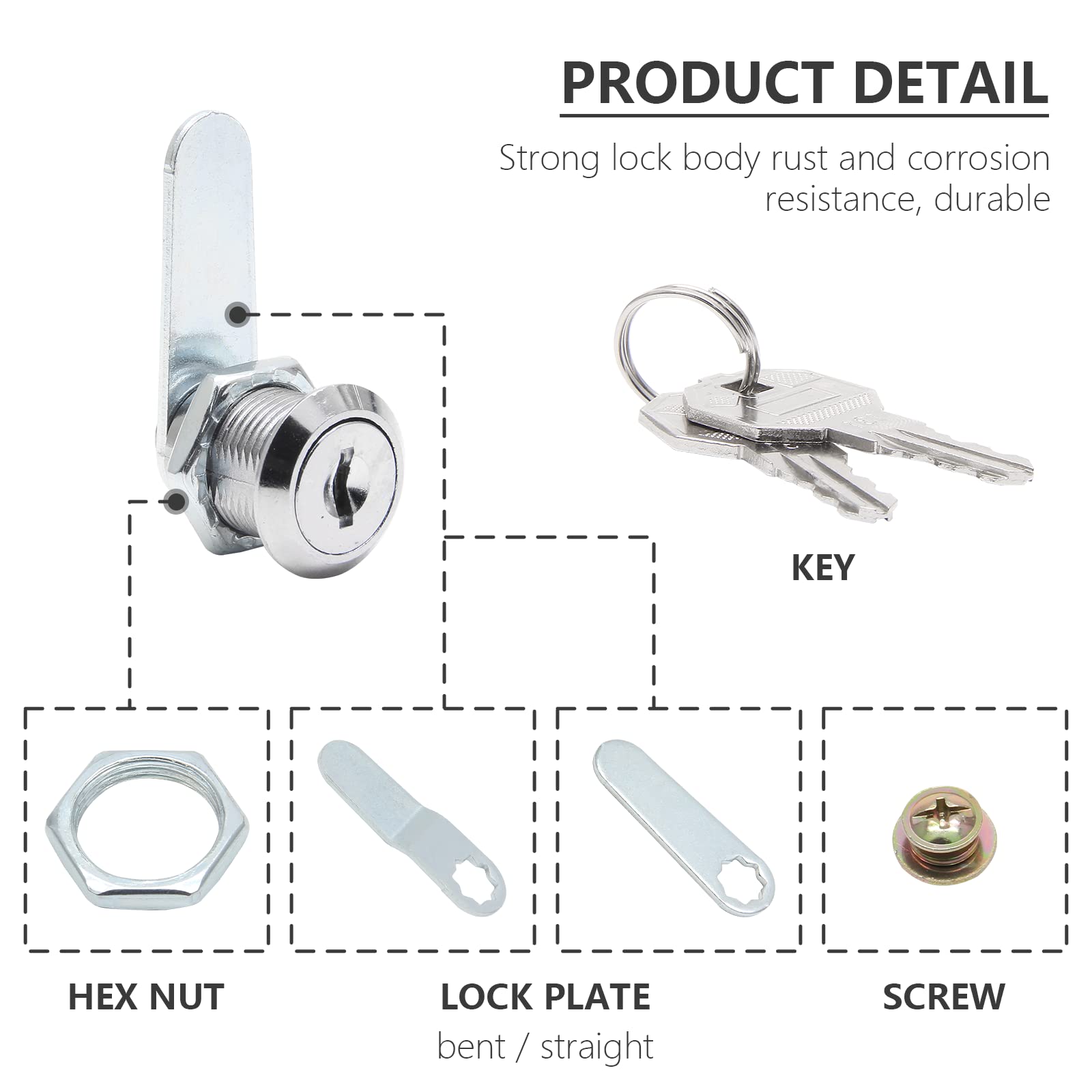 Snapklik.com : Uenhoy 6 Pack Cabinet Cam Locks Keyed Alike, 3/4" (20mm ...