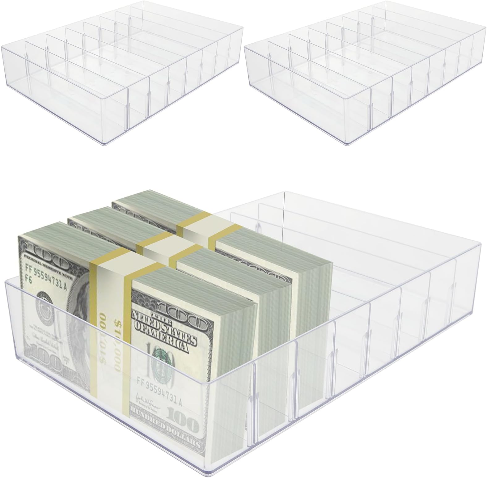 Amazon.com: YAYODS 3 Pack Money Organizer for Cash Tray, 8 Slots Large ...