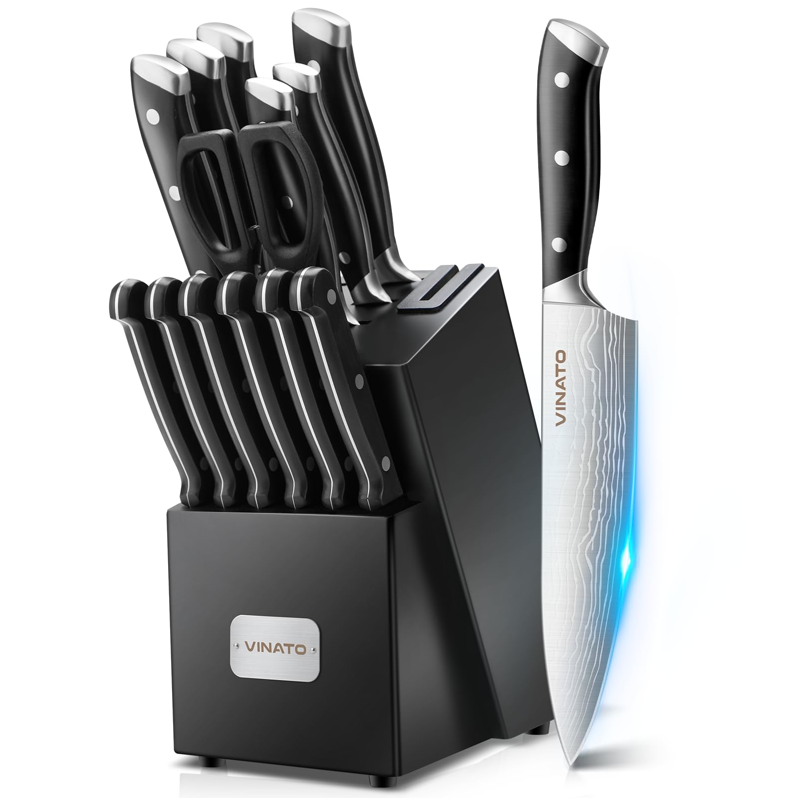 VINATO Coltelli da Cucina, Ceppo Coltelli da Cucina 14 Pezzi con ...