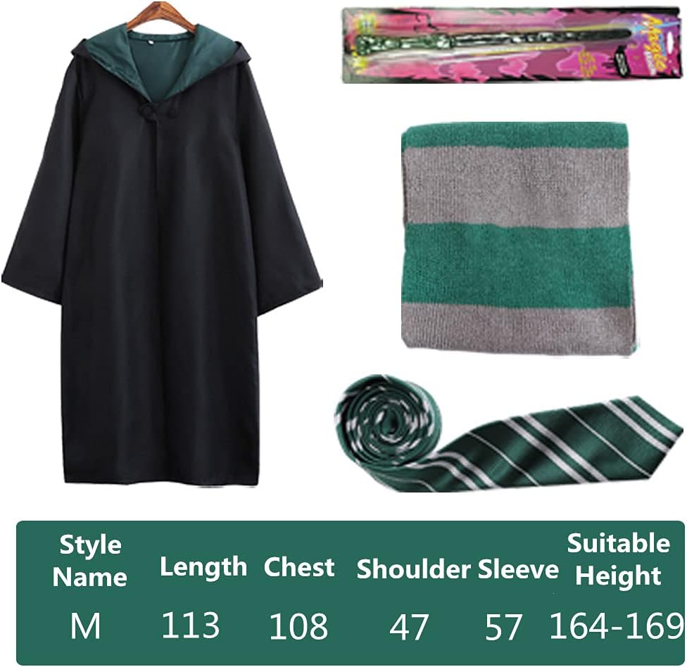Formemory Wizard Cloak Magic Robe Costume with Tie Scarf Wand for Child ...