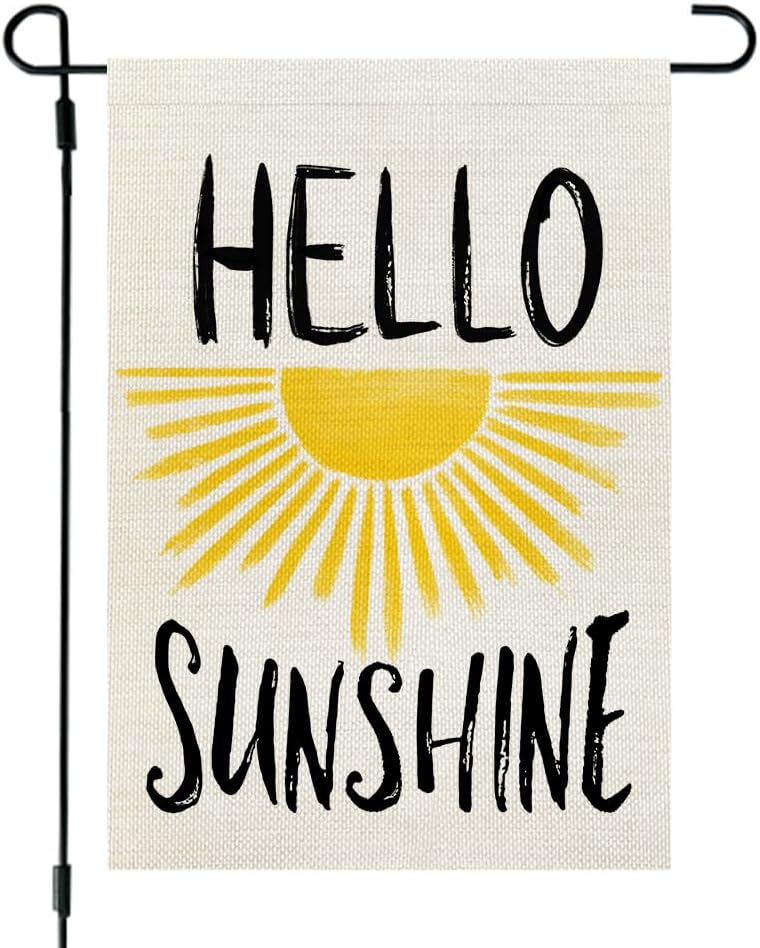 Amazon.com : Jartinle Hello Sunshine Garden Flag, Rainbow Sun Summer ...