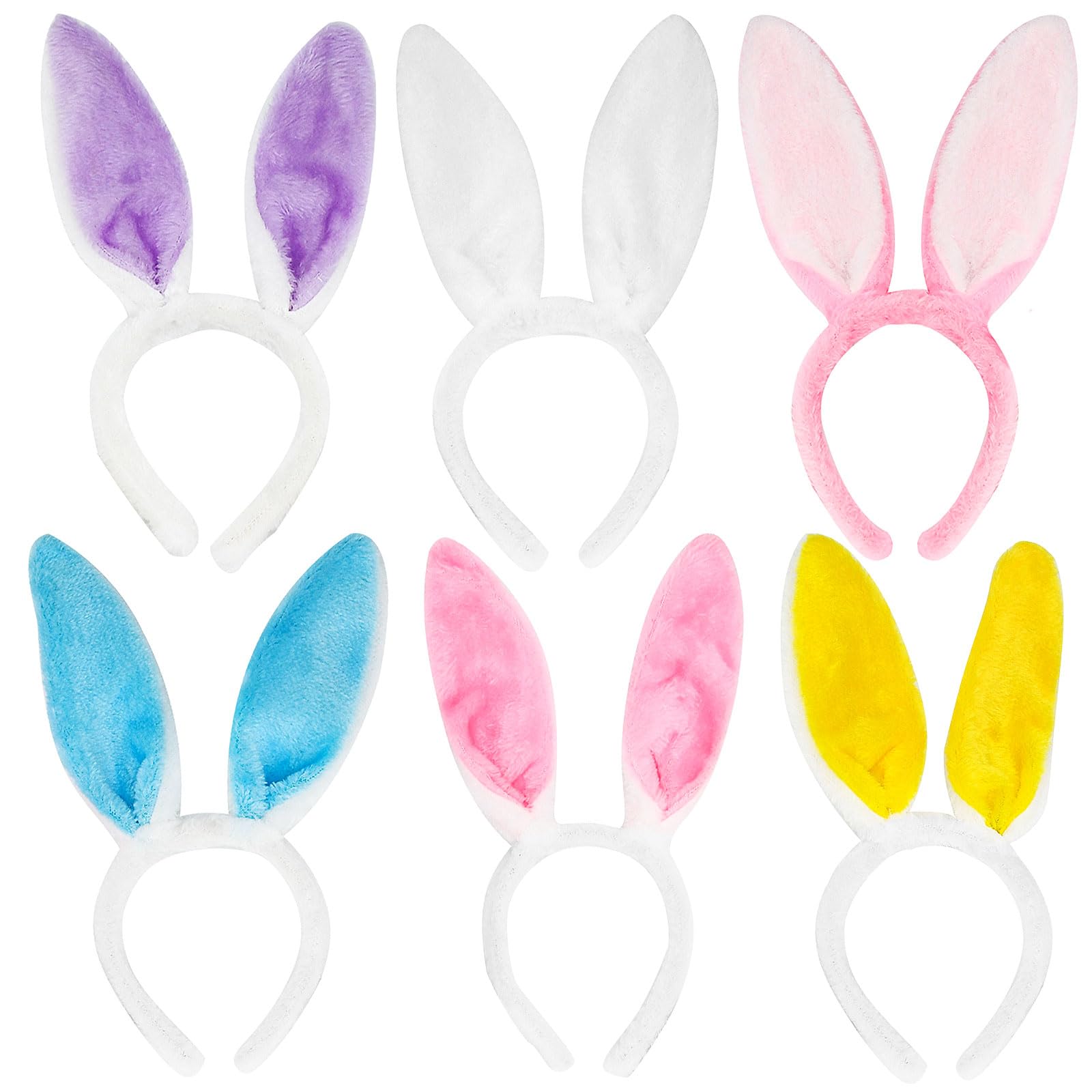 Amazon.com: 6 Pack Bunny Ears Headbands - Plush Easter Cute Rabbit Ears ...
