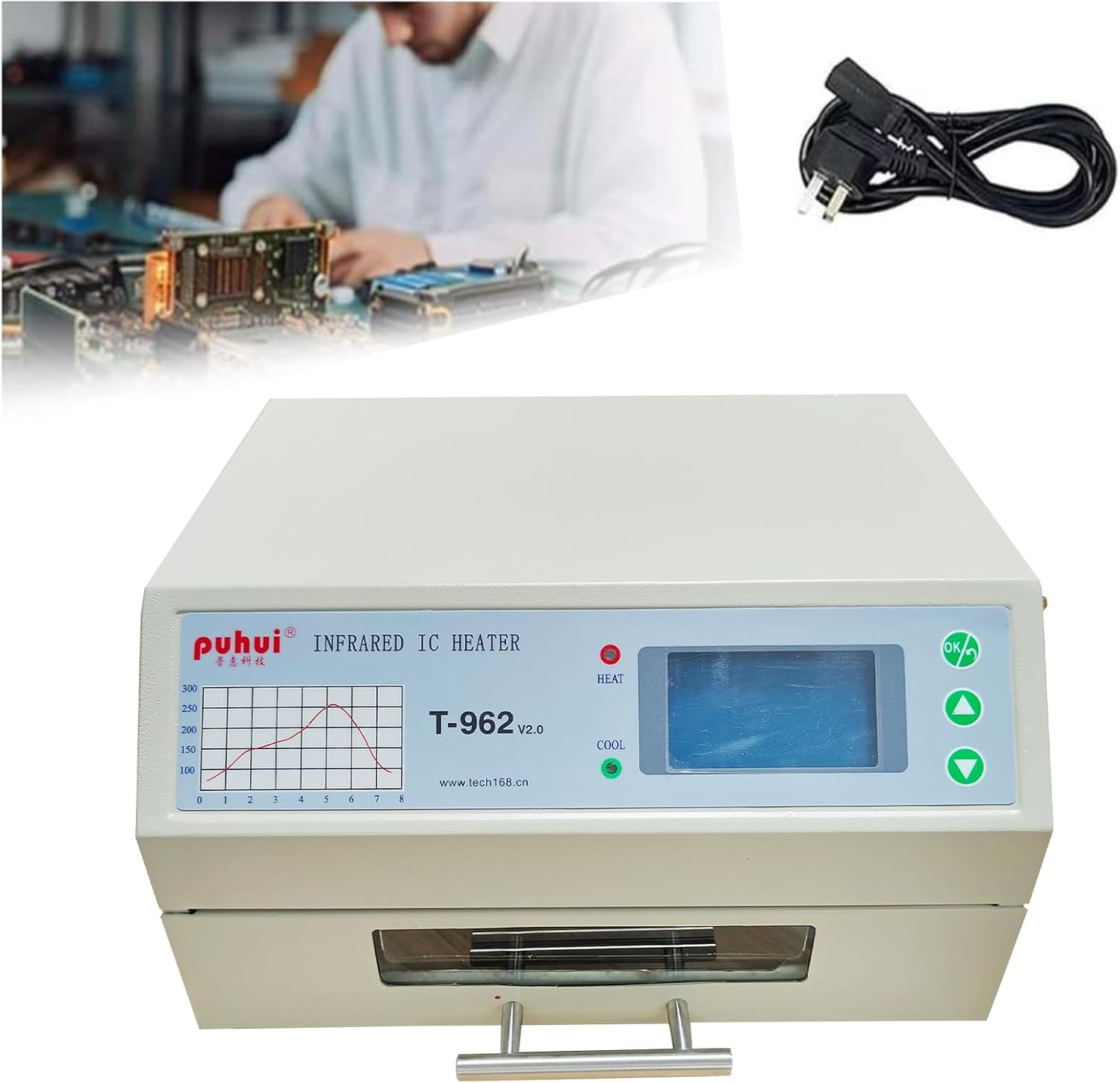 T962 Reflow Oven,110v 800w Reflow Soldering Station, Intelligent Infrared IC Heater,Welding area ...