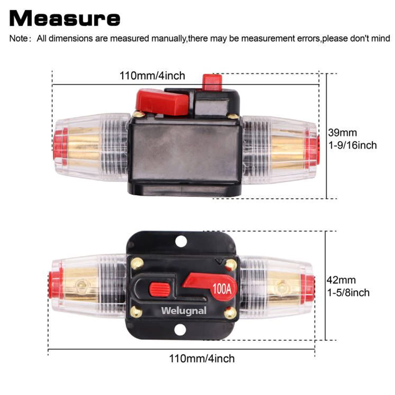 Snapklik.com : Welugnal 100A Audio Inline Circuit Breaker Reset Fuse ...