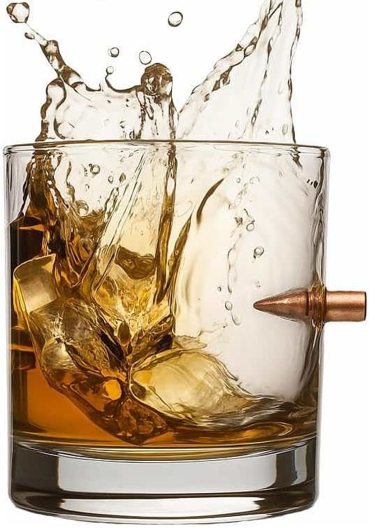 Two Pack Whiskey Glass with Real .308 Bullet - 10oz - Made with Lead ...