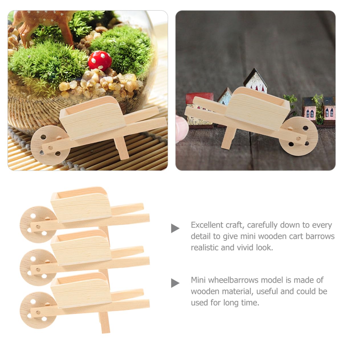 Snapklik.com : Wheelbarrow Toy 3 Pcs Mini Stroller Toys Decor Mini S ...