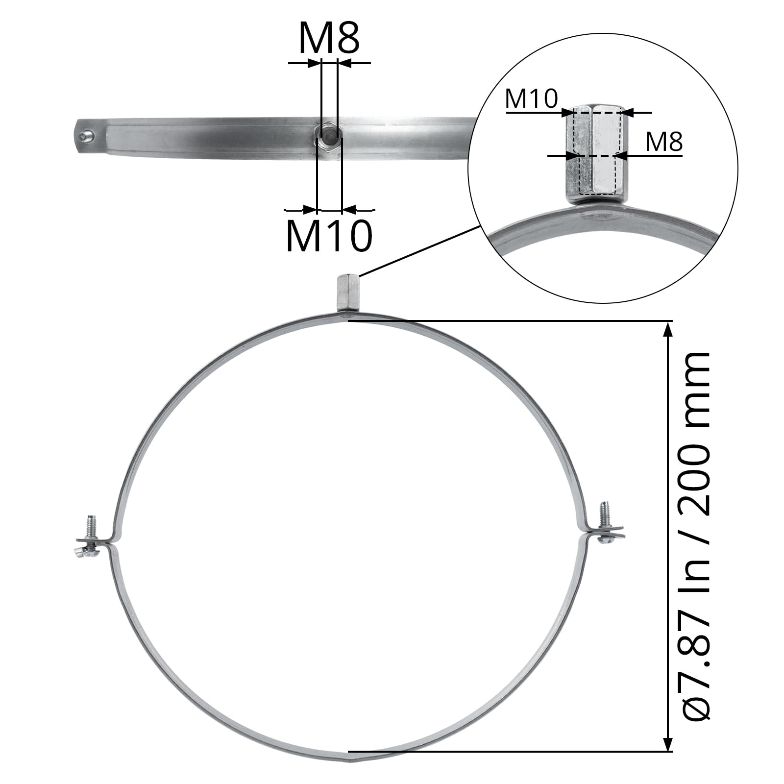 Snapklik.com : 8" Inch Galvanized Pipe Hanger - Conduit Mounting Clamp ...